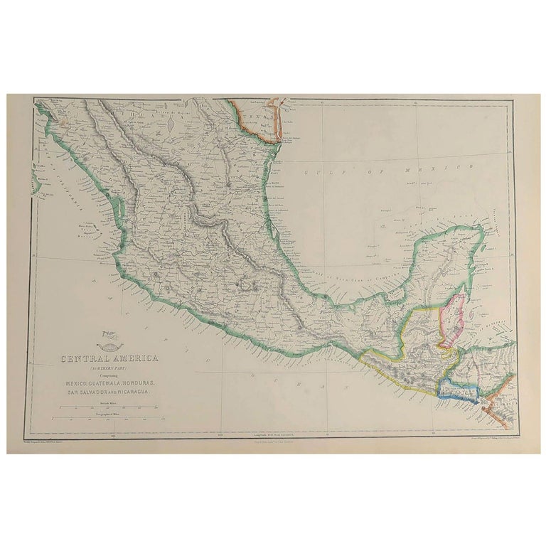 Large Original Antique Map of Mexico, 1861 For Sale at 1stDibs