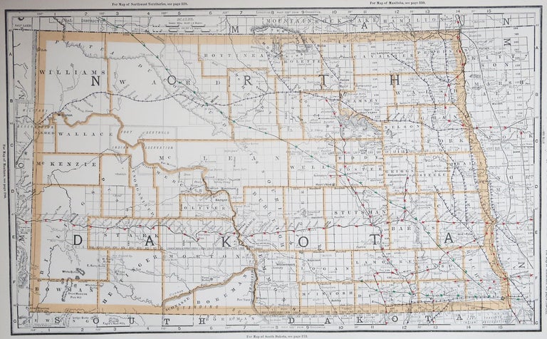 Large Original Antique Map of North Dakota, USA, 1894 For Sale at 1stDibs