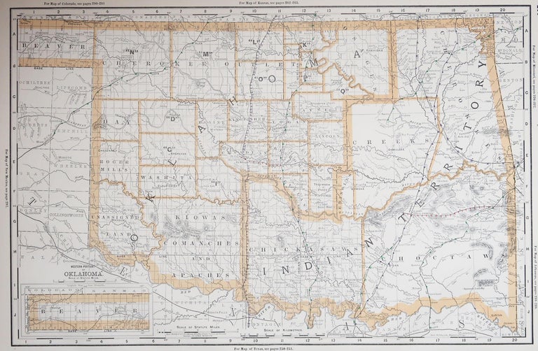 Large Original Antique Map of Oklahoma, USA, 1894 For Sale at 1stDibs
