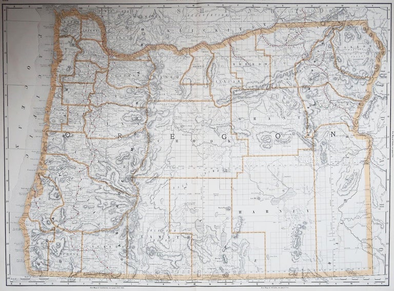 Large Original Antique Map of Oregon, USA, 1894 For Sale at 1stDibs