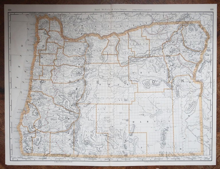 Large Original Antique Map of Oregon, USA, 1894 For Sale at 1stDibs