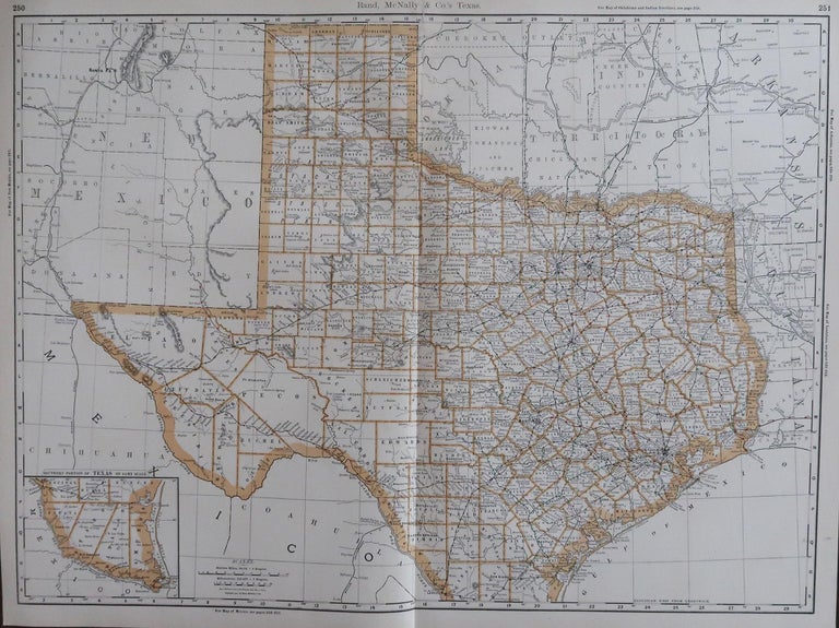 Large Original Antique Map of Texas, USA, 1894 at 1stDibs | old texas ...