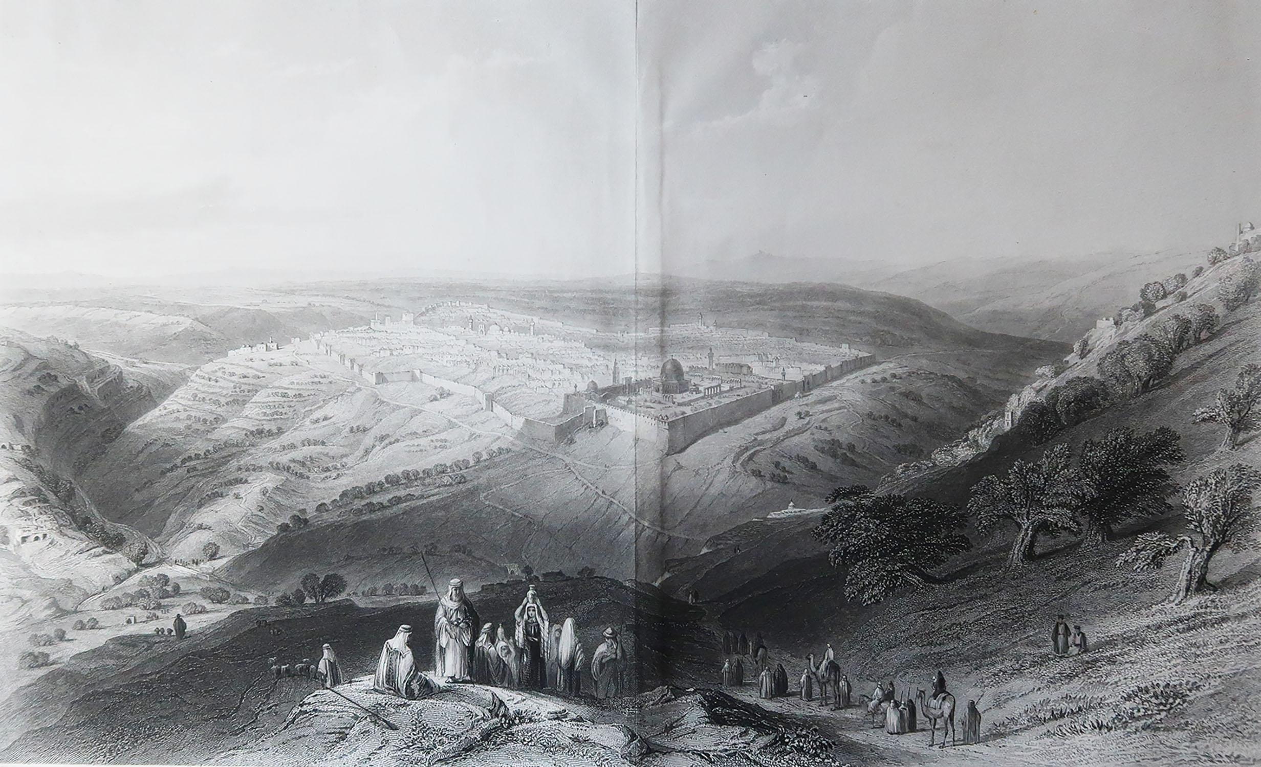 Large Original Antique Print of Jerusalem, Israel, circa 1850 at 1stDibs