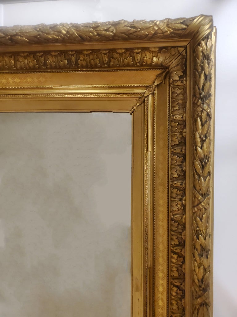 Large Original French Gilt Wood and Gesso Antique Wall Mirror For Sale ...