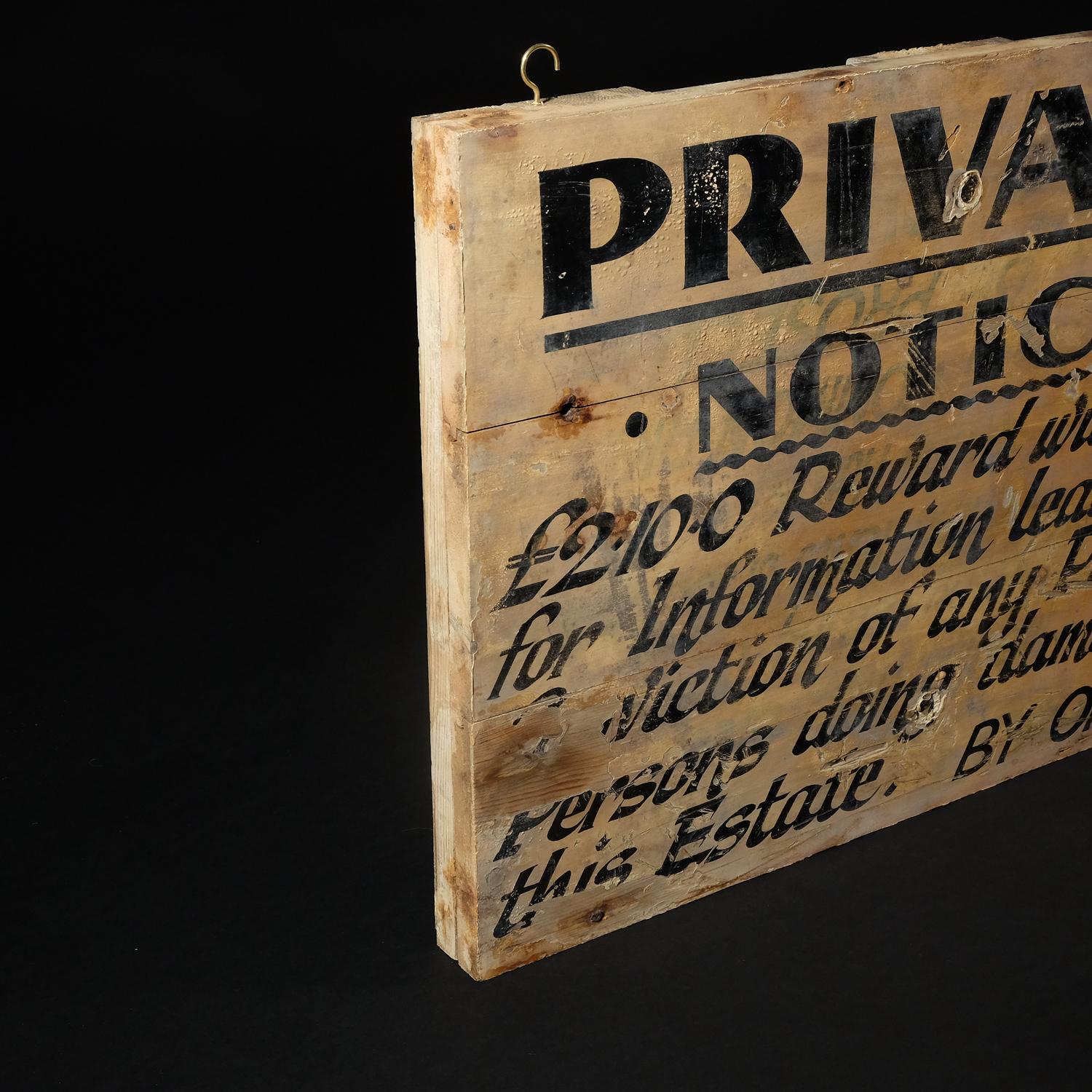 Large Original Hand Painted Sign, English Country Estate, Pine, 19th ...