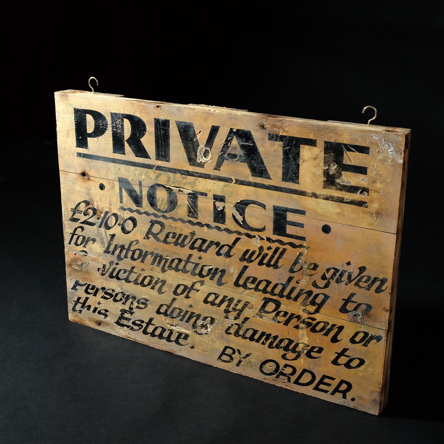 Large Original Hand Painted Sign, English Country Estate, Pine, 19th ...