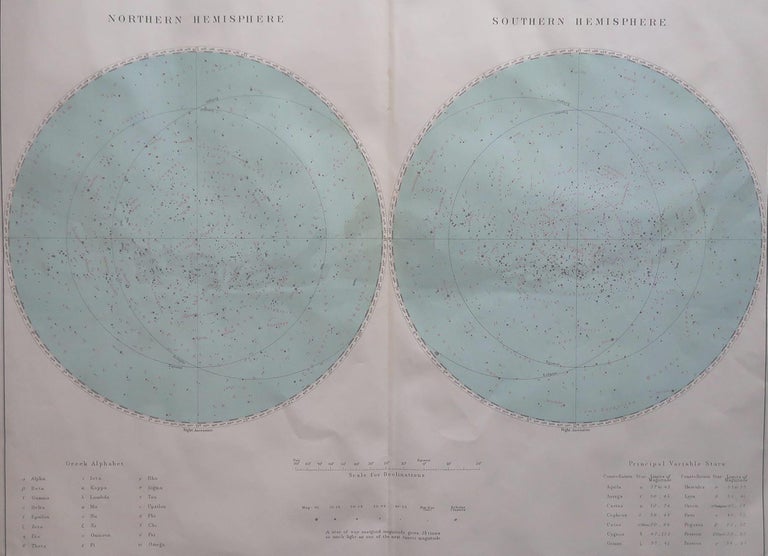 Large Original Vintage Astronomy Poster, circa 1920 For Sale at 1stDibs