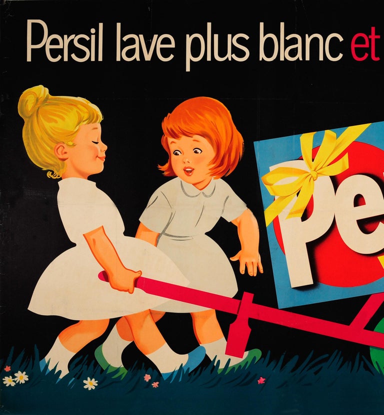 Large Original Vintage French Advertising Poster Persil Washes Whiter ...