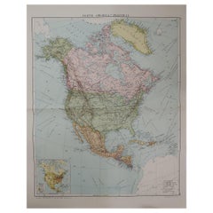 Large Original Vintage Map of Mexico, circa 1920 For Sale at 1stDibs