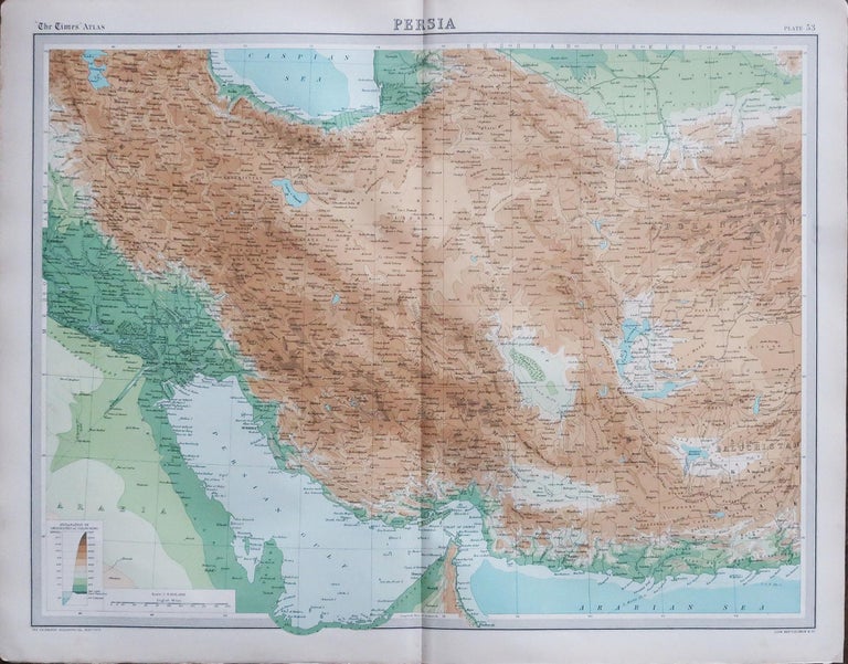 Large Original Vintage Map of Persia / Iran, circa 1920 at 1stDibs