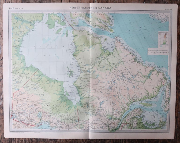 Large Original Vintage Map of Quebec and Ontario, Canada, circa 1920 ...