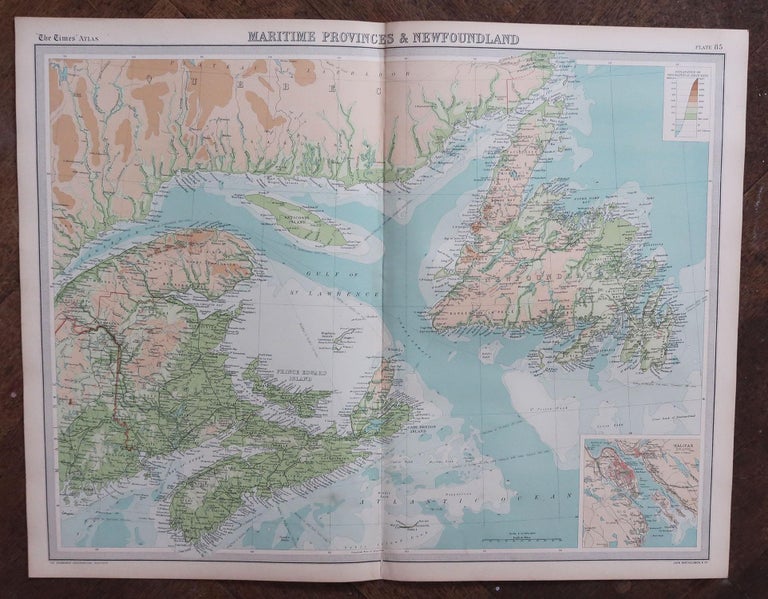 Large Original Vintage Map of the Maritimes, Canada, circa 1920 For ...