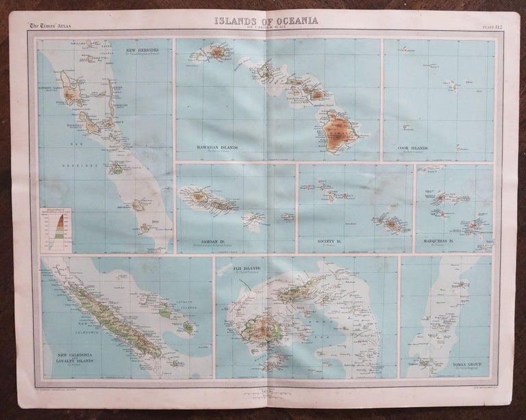 Large Original Vintage Map of The Pacific Islands Including Hawaii For ...