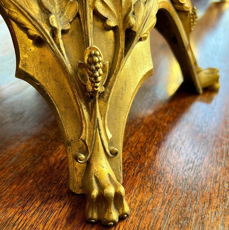 Large Ornate Pair of Gothic Revival Jeweled Bronze Lamps with Linen ...