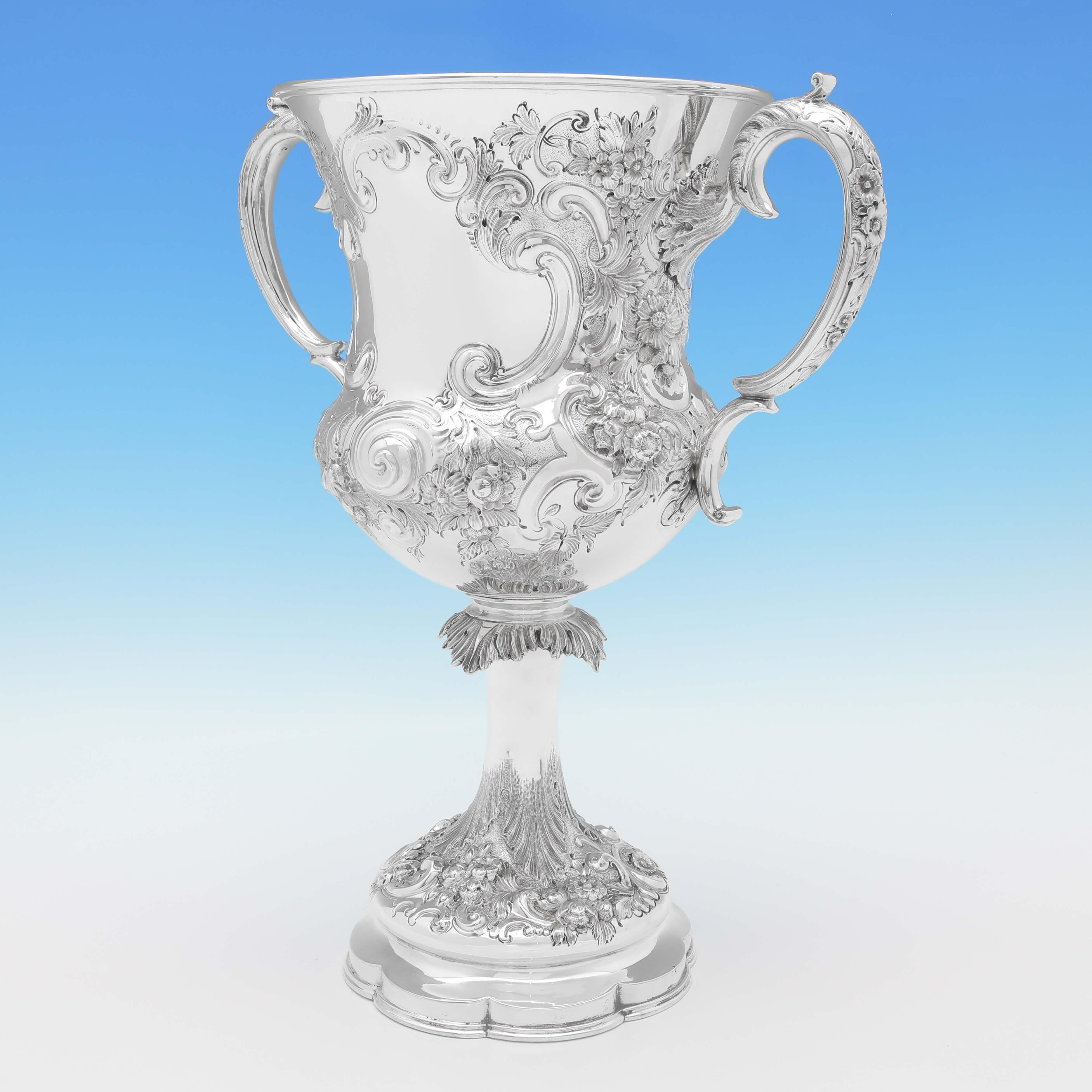 Large Ornate Victorian Antique Sterling Silver Trophy, London 1865 D ...