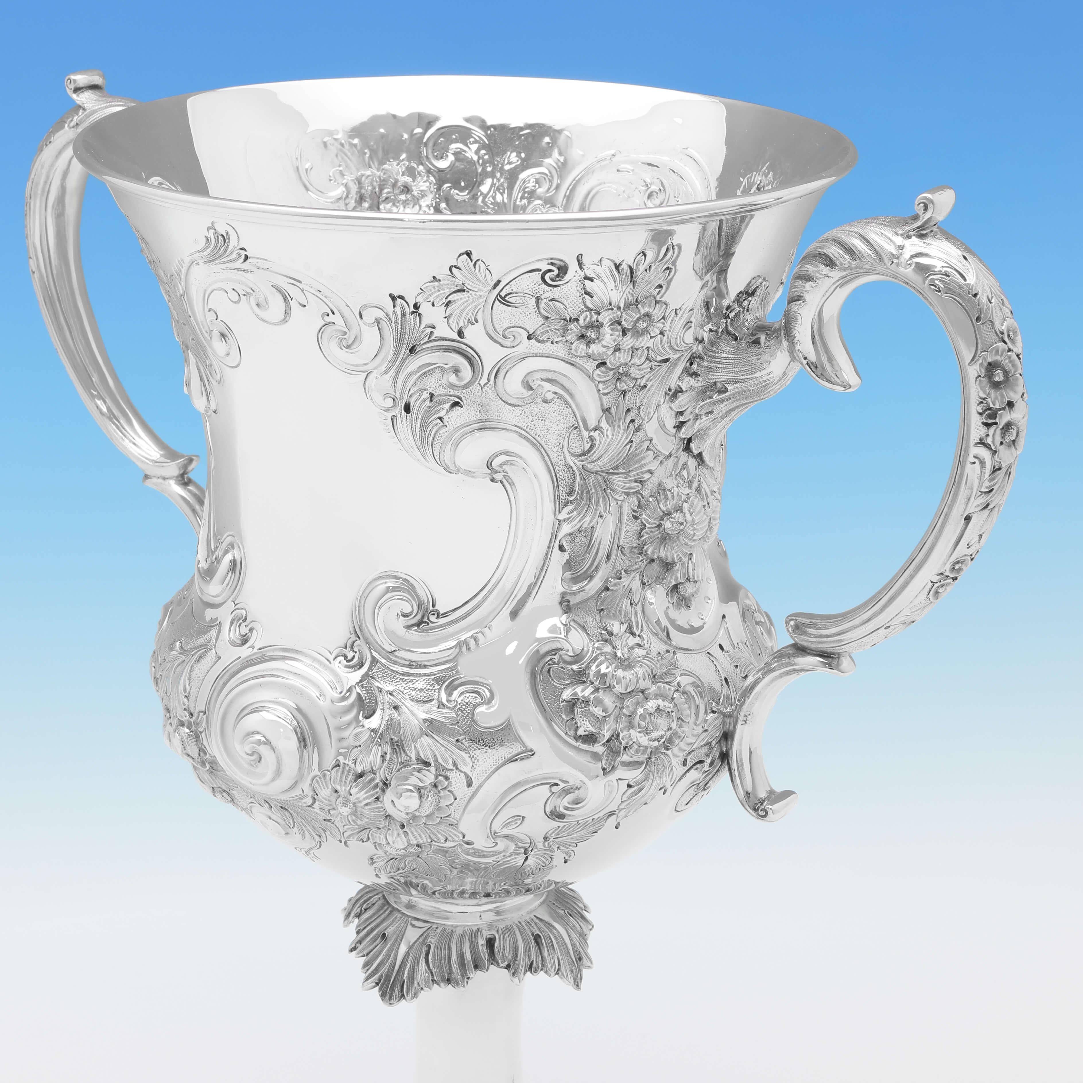 Large Ornate Victorian Antique Sterling Silver Trophy, London 1865 D ...