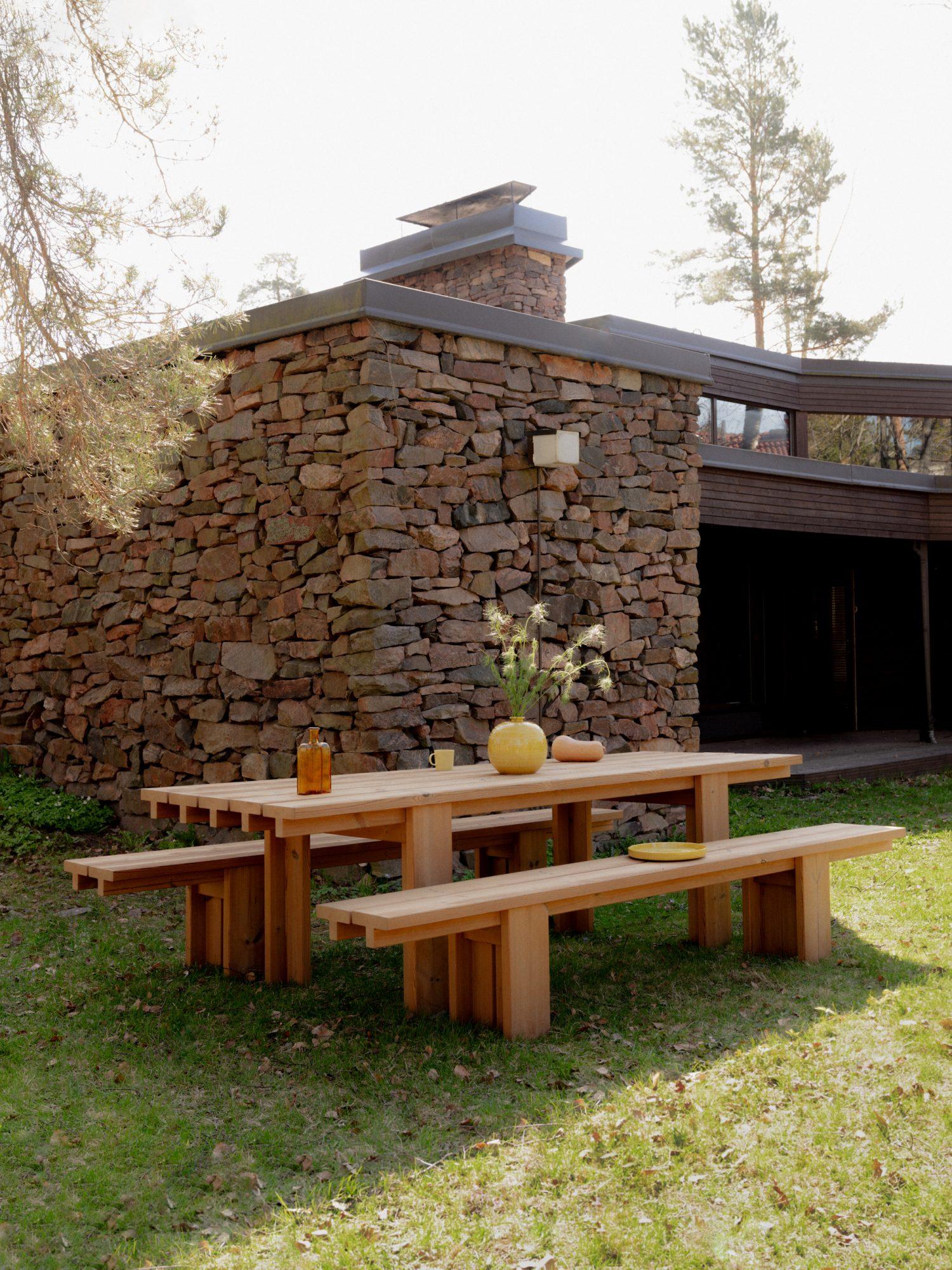 Large 'Osa' Outdoor Dining Table in Solid Finnish Pine for Vaarnii For ...