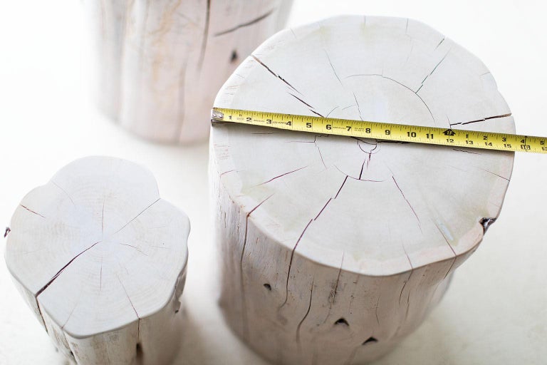 Large Outdoor Tree Stump Side Tables, Whitewash For Sale at 1stDibs