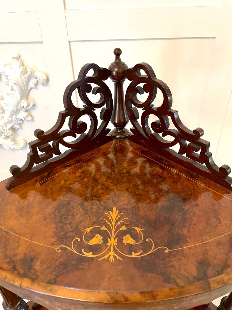 Large Outstanding Quality Antique Victorian Inlaid Burr Walnut Corner ...