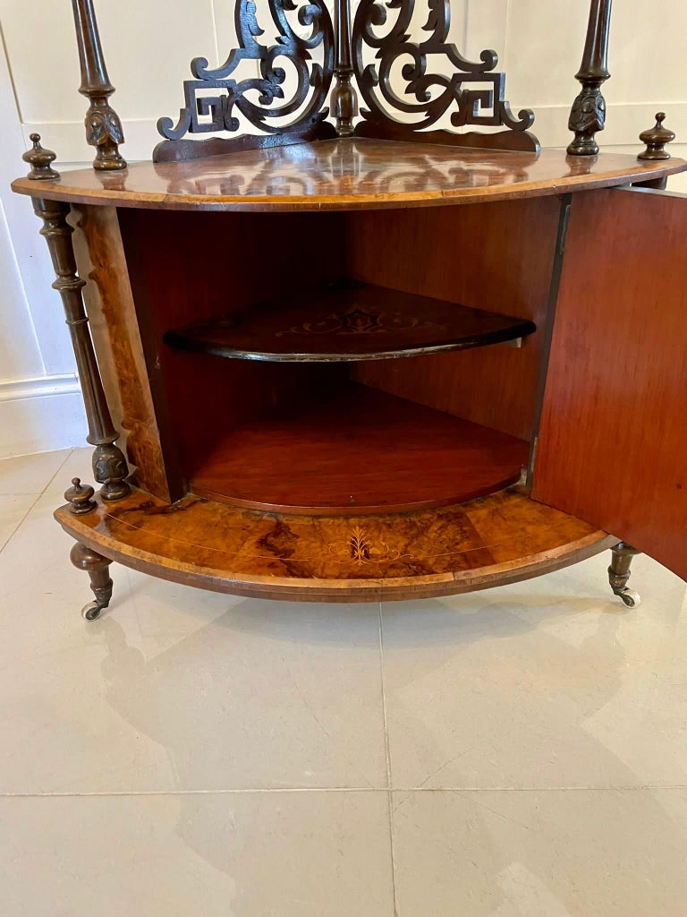 Large Outstanding Quality Antique Victorian Inlaid Burr Walnut Corner ...