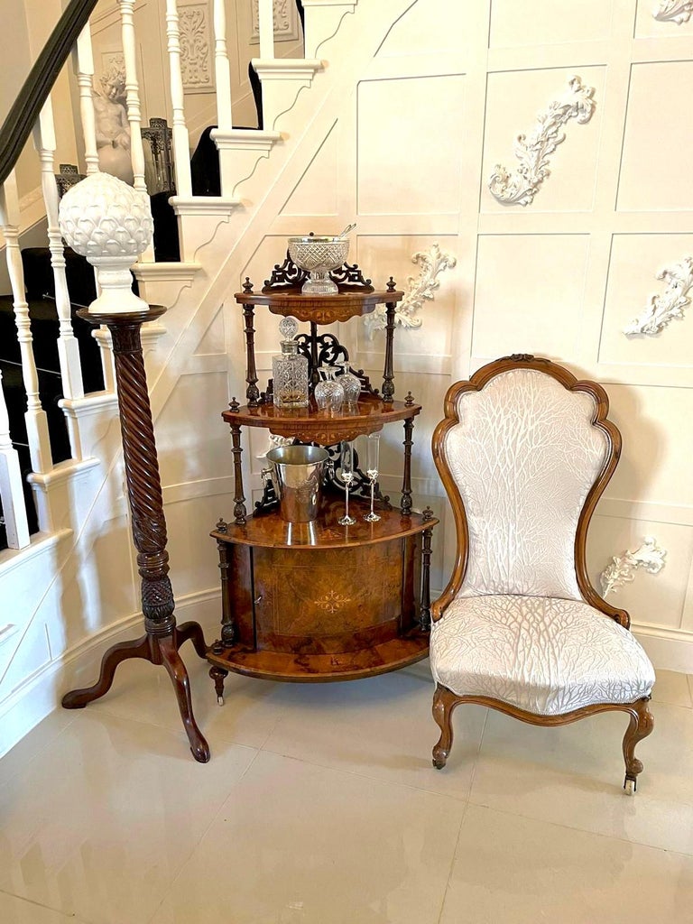 Large Outstanding Quality Antique Victorian Inlaid Burr Walnut Corner ...