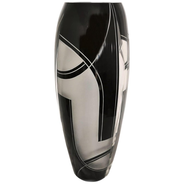 Large Oval Art Deco Geometric Enamel Glass Vase at 1stDibs | large oval ...