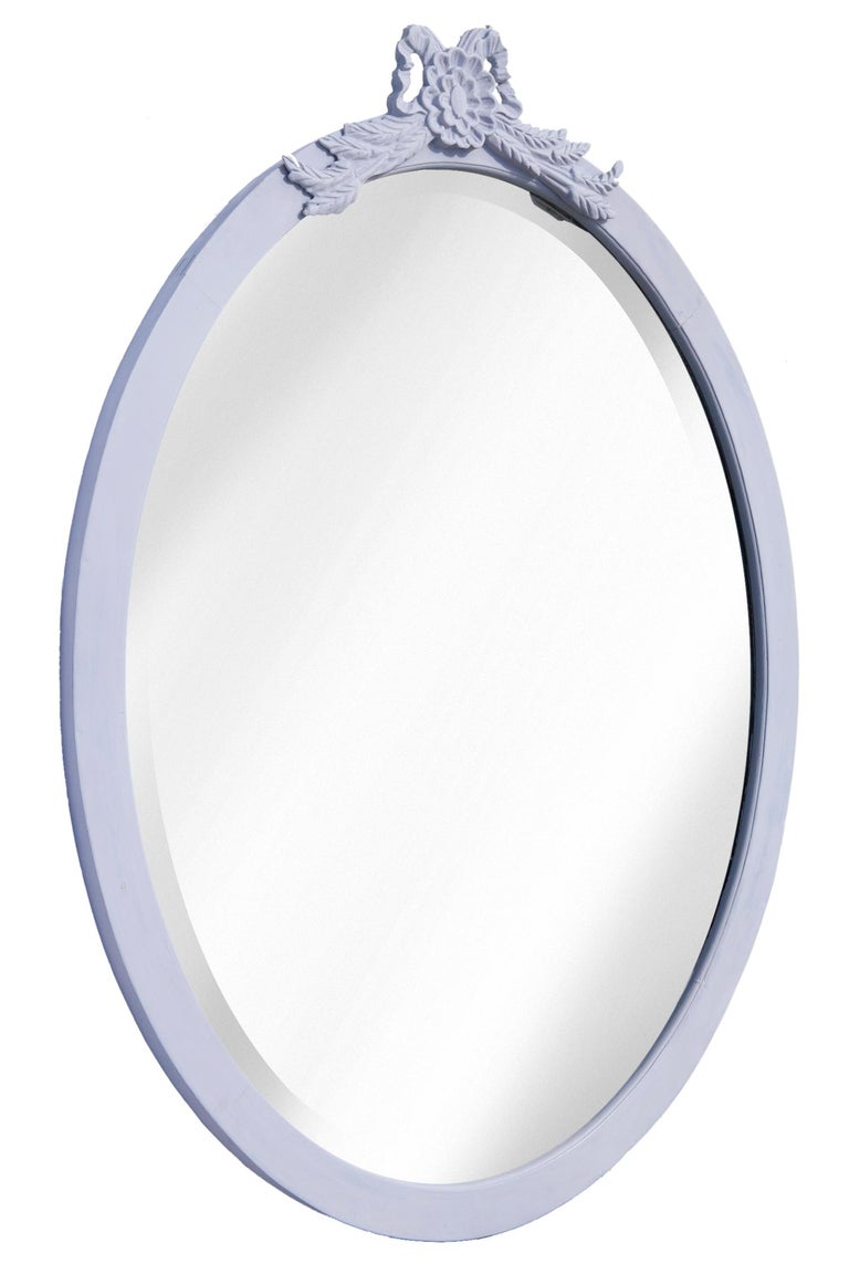 Large Oval Beveled Mirror, Hand Carved and Hand-Cut in Lilac For Sale ...