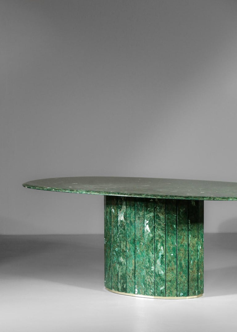Large Oval Dining Table in Green Marble and Crystal at 1stDibs | green ...