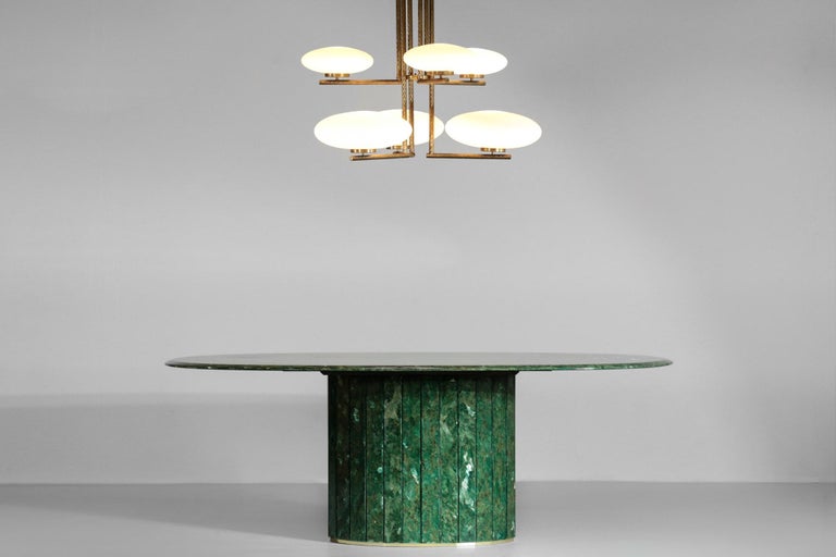 Large Oval Dining Table in Green Marble and Crystal at 1stDibs | green ...