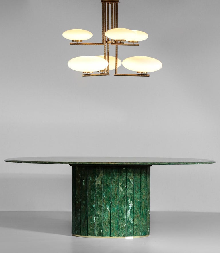 Large Oval Dining Table in Green Marble and Crystal at 1stDibs | green ...