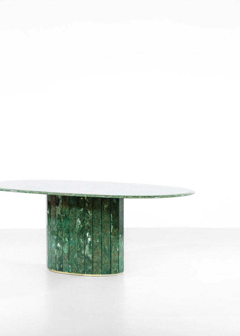 Large Oval Dining Table in Green Marble and Crystal at 1stDibs | green ...