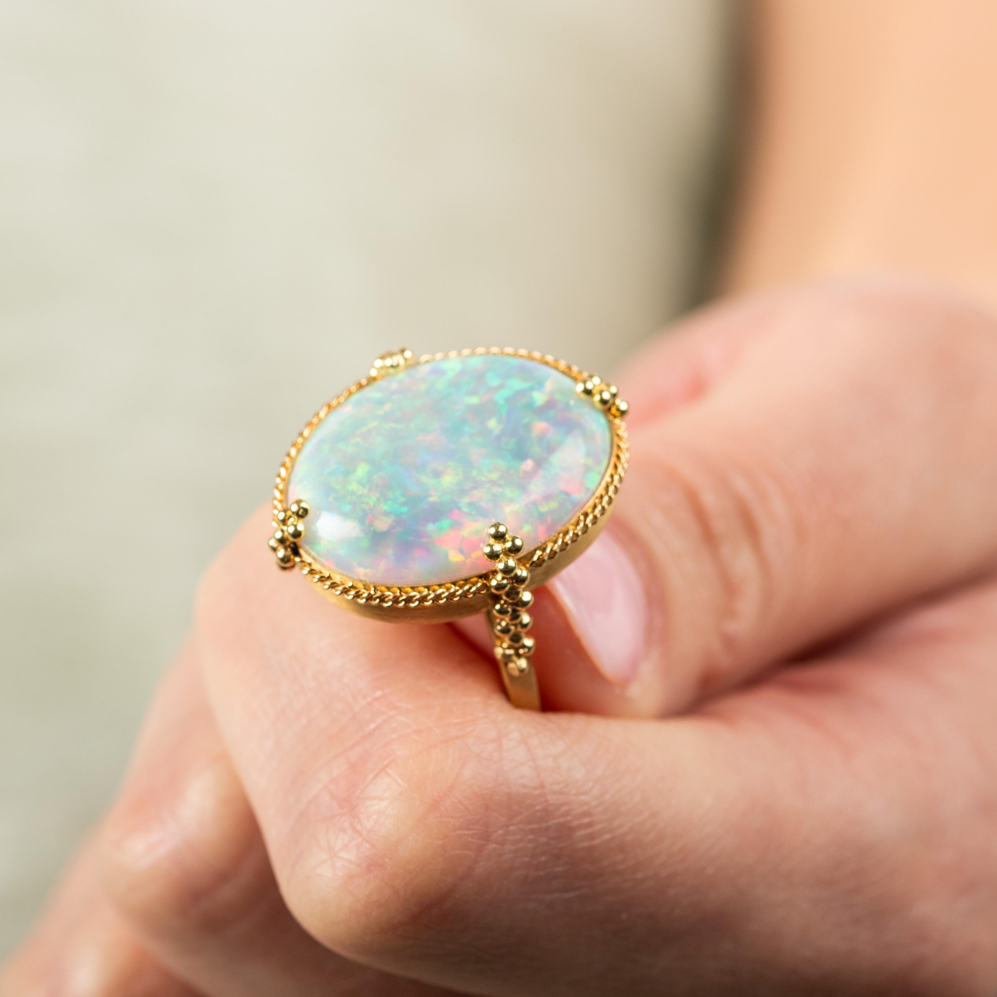 Large Oval Ethiopian Opal Ring For Sale at 1stDibs