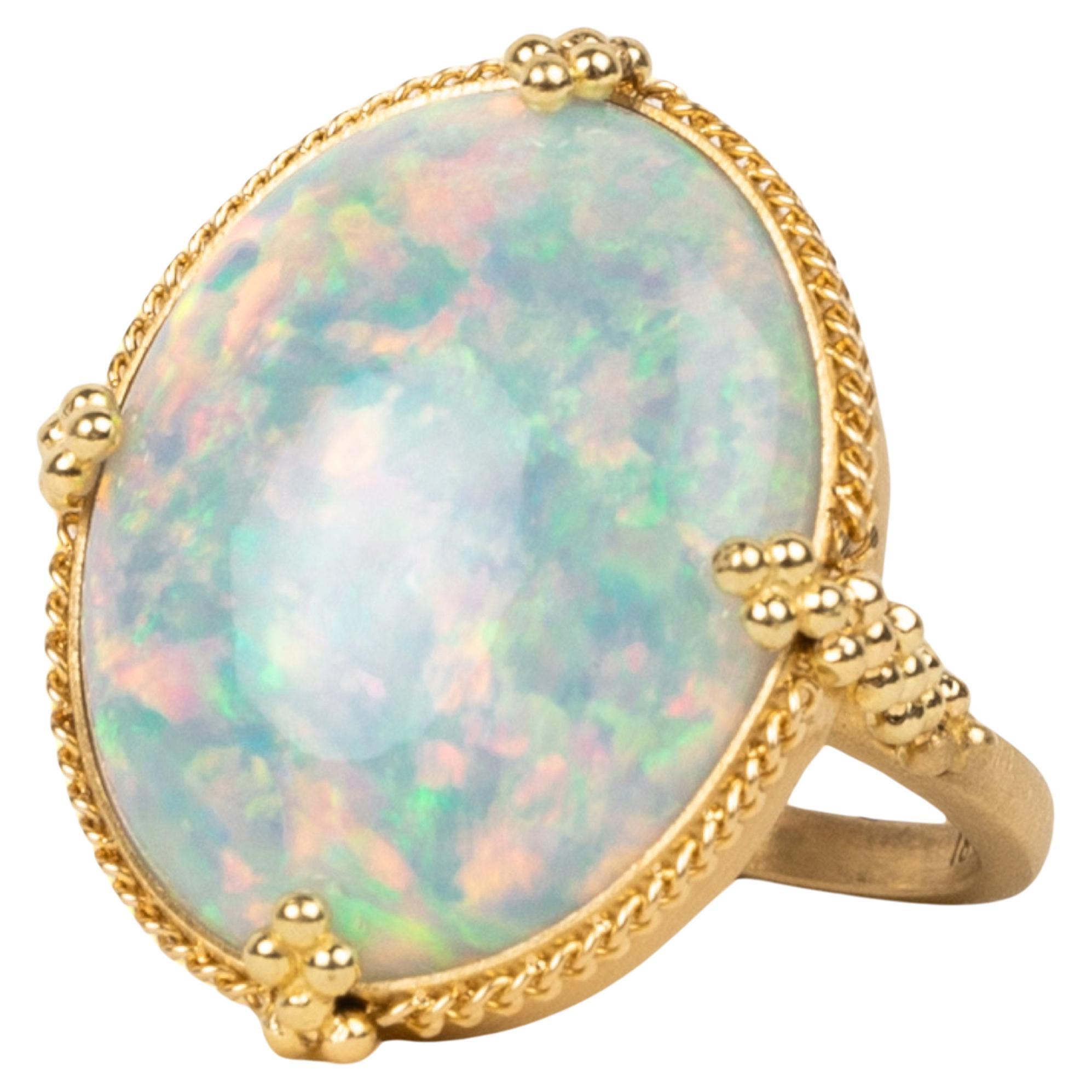 Large Oval Ethiopian Opal Ring For Sale at 1stDibs