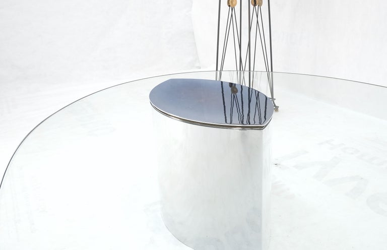 Large Oval Glass Top Chrome Cantilever Base Mid-Century Modern Coffee ...