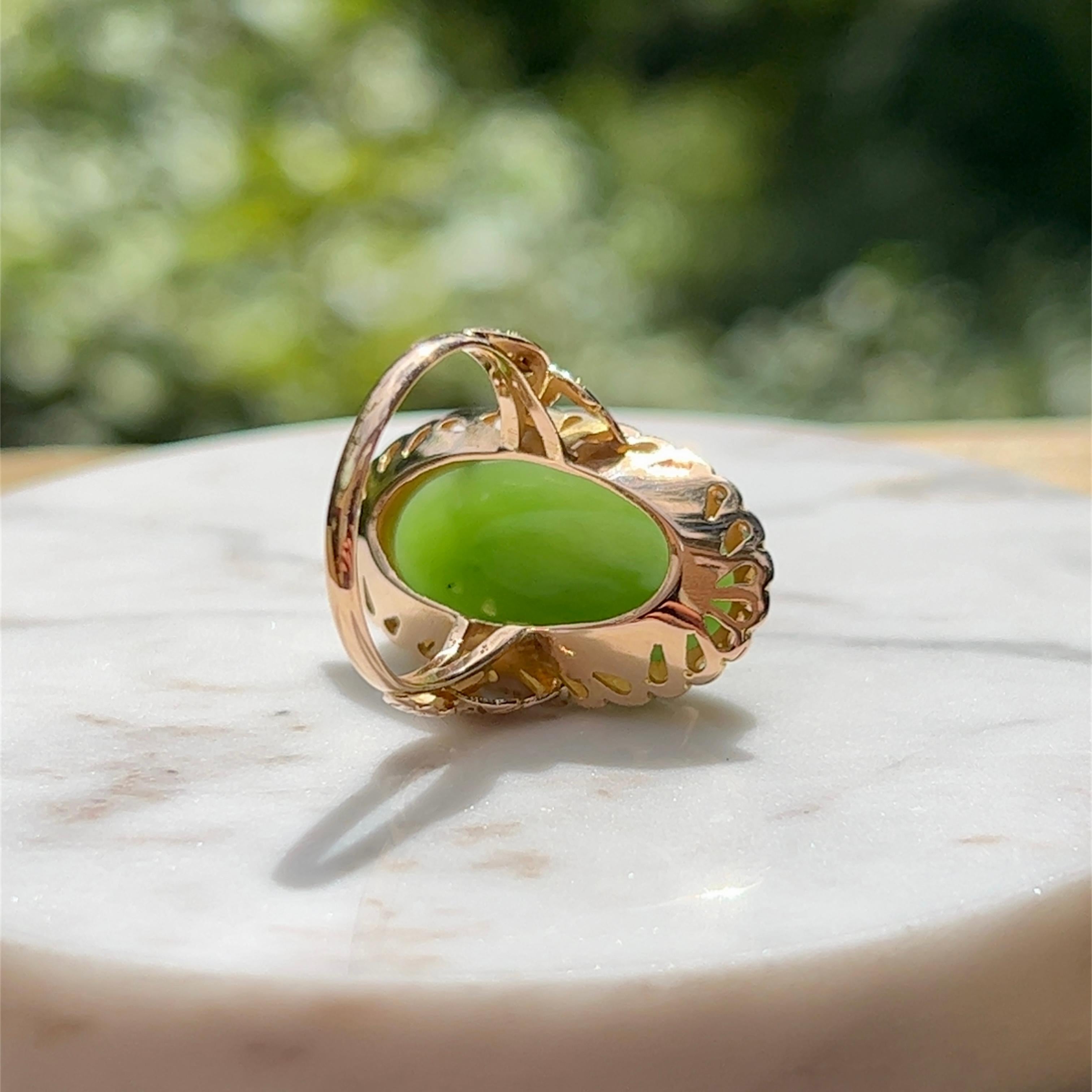 Large Oval Jade Ring in 14 Karat Gold, 1960s at 1stDibs | jade ring design
