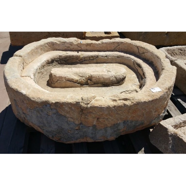 Large Oval Millsone Basin For Sale at 1stDibs