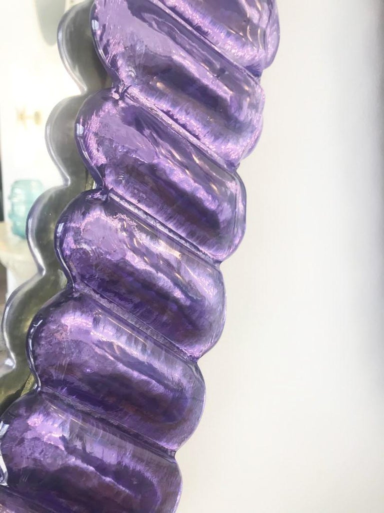 Large Oval Pink Murano Glass Mirror For Sale at 1stDibs