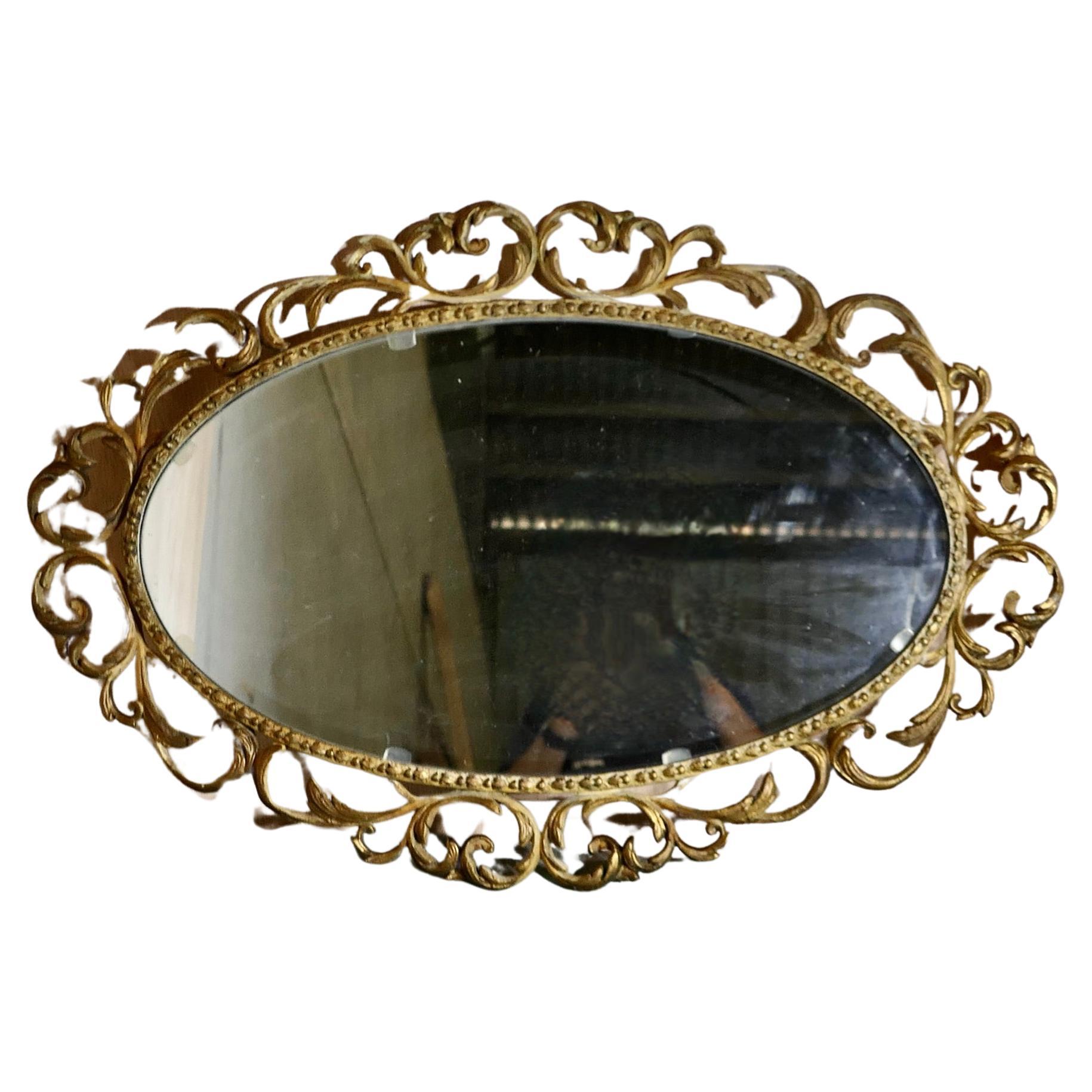 Large Oval Rococo Style Ornate Gilt Wall Mirror For Sale at 1stDibs