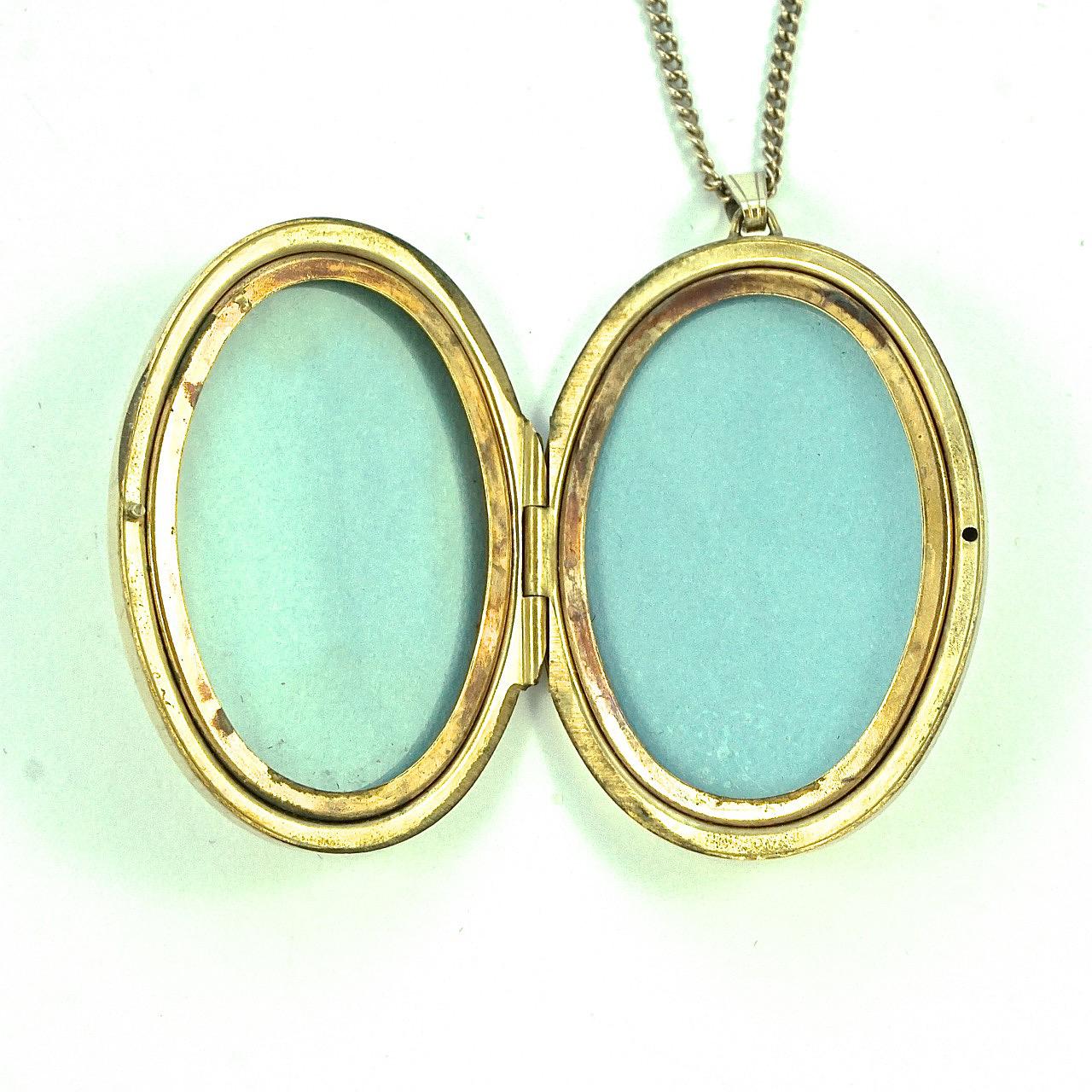 Large Oval Rolled Gold Engraved Locket and Chain circa 1970s at 1stDibs ...