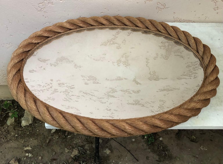 Large Oval Rope Mirror Audoux Minet, circa 1960 at 1stDibs