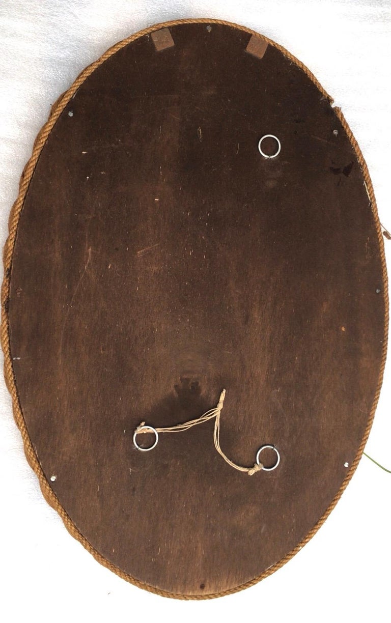 Large Oval Rope Mirror Audoux Minet, circa 1960 at 1stDibs