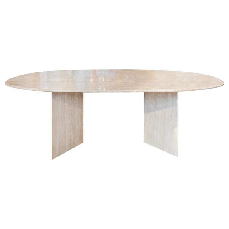 Large Oval Travertine Dining Table at 1stDibs