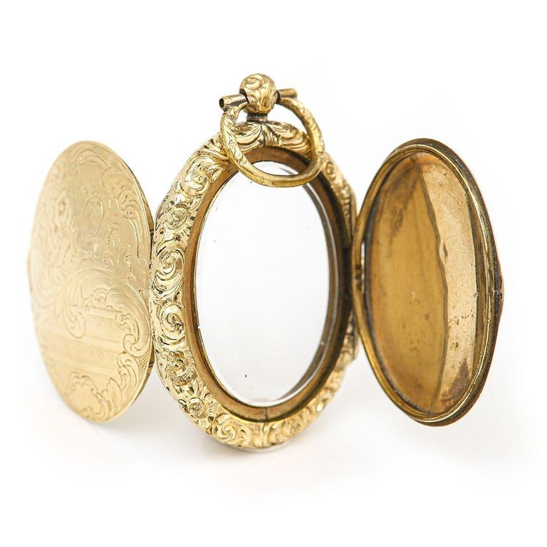 Large Oval Victorian 9ct Gold Engraved Double Sided Locket, Circa 1890 ...