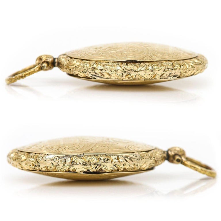 Large Oval Victorian 9ct Gold Engraved Double Sided Locket, Circa 1890 ...