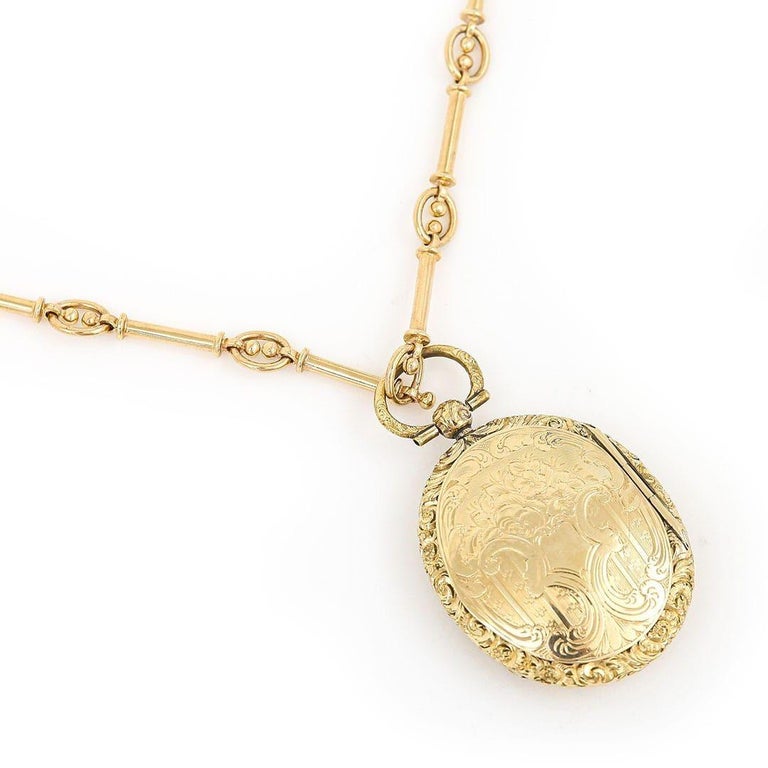 Large Oval Victorian 9ct Gold Engraved Double Sided Locket, Circa 1890 ...