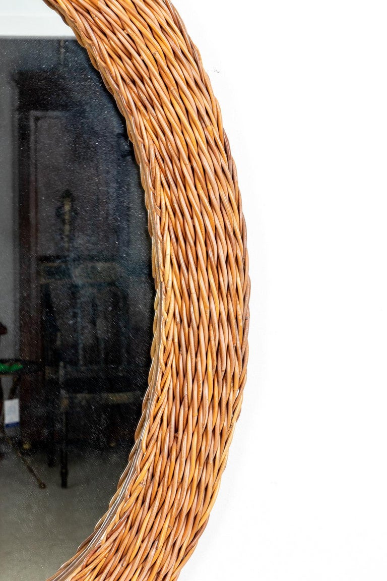 Large Oval Wicker Mirror For Sale at 1stDibs