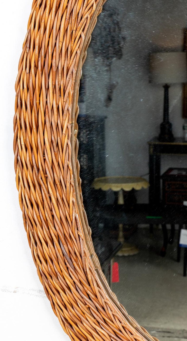 Large Oval Wicker Mirror For Sale at 1stDibs