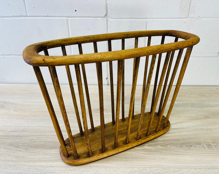 Large Oval Wood Magazine Rack For Sale at 1stDibs