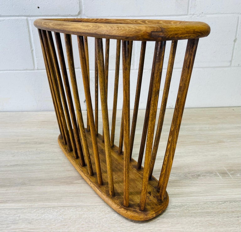 Large Oval Wood Magazine Rack For Sale at 1stDibs