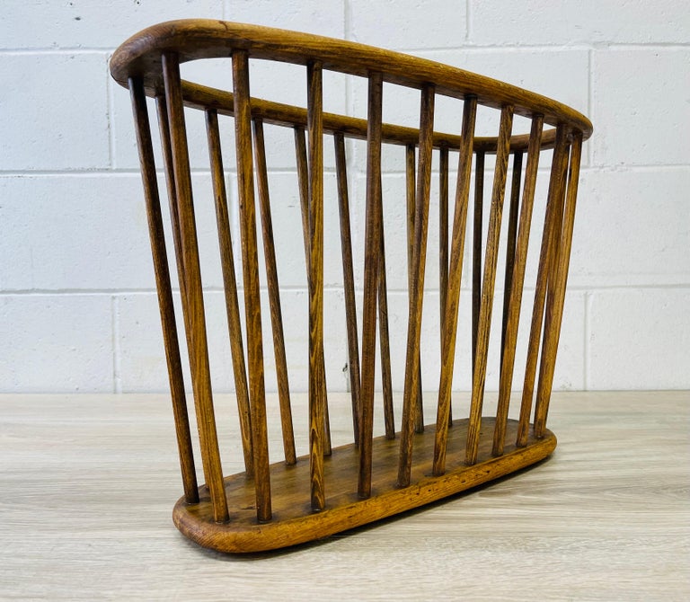Large Oval Wood Magazine Rack For Sale at 1stDibs